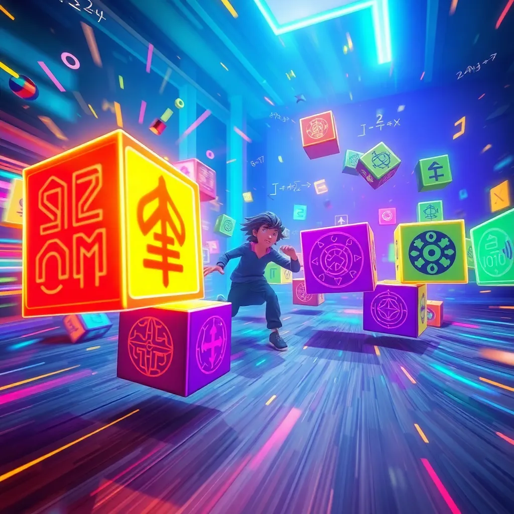 Spinning Glyphs Text Game — Infinity Arcade